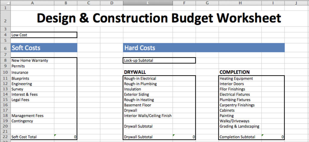 Interior Design Budget Template