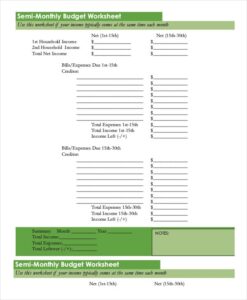 Semi-Monthly Budget Template