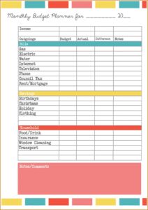 Single-Person Monthly Budget Template