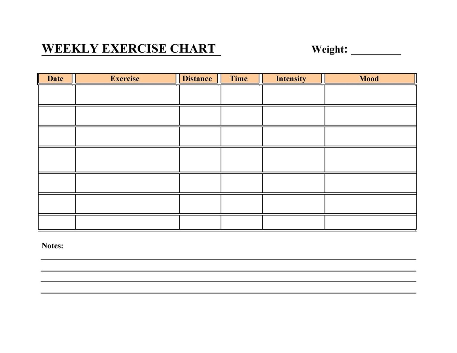 Exercise Chart Template (Excel)