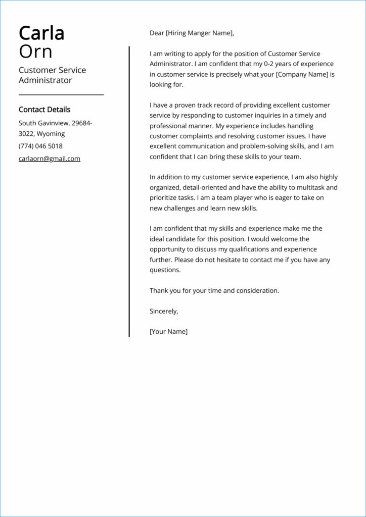 Customer Care Representative Cover Letter Template