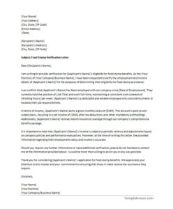 Food Stamp Verification Letter Template (With Sample)
