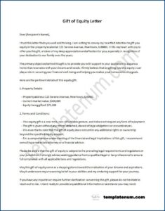Gift of Equity Letter Template (With Example)