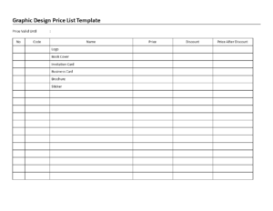 Graphic Design Price List Template