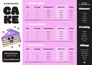 Homemade Cake Price List Template