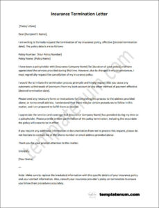 Insurance Termination Letter Template (With Sample)