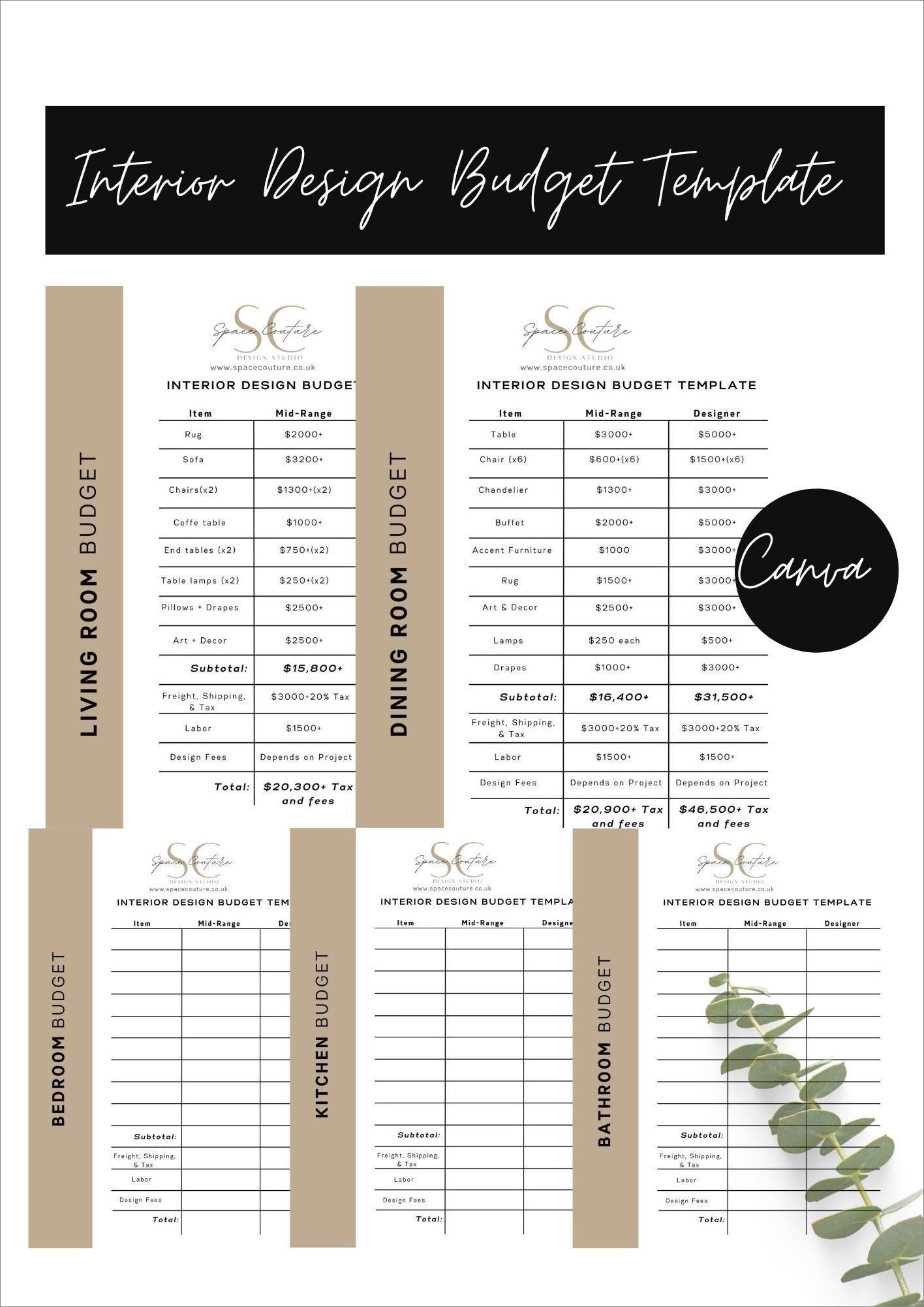Interior Design Budget Template