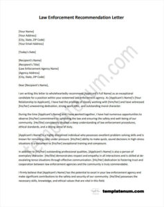Law Enforcement Recommendation Letter Template