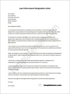 Law Enforcement Resignation Letter Template (Printable)