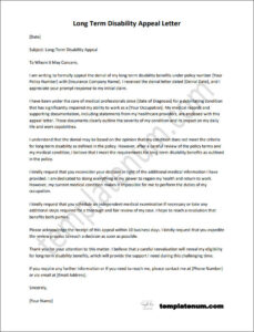 Long Term Disability Appeal Letter Template (Sample)