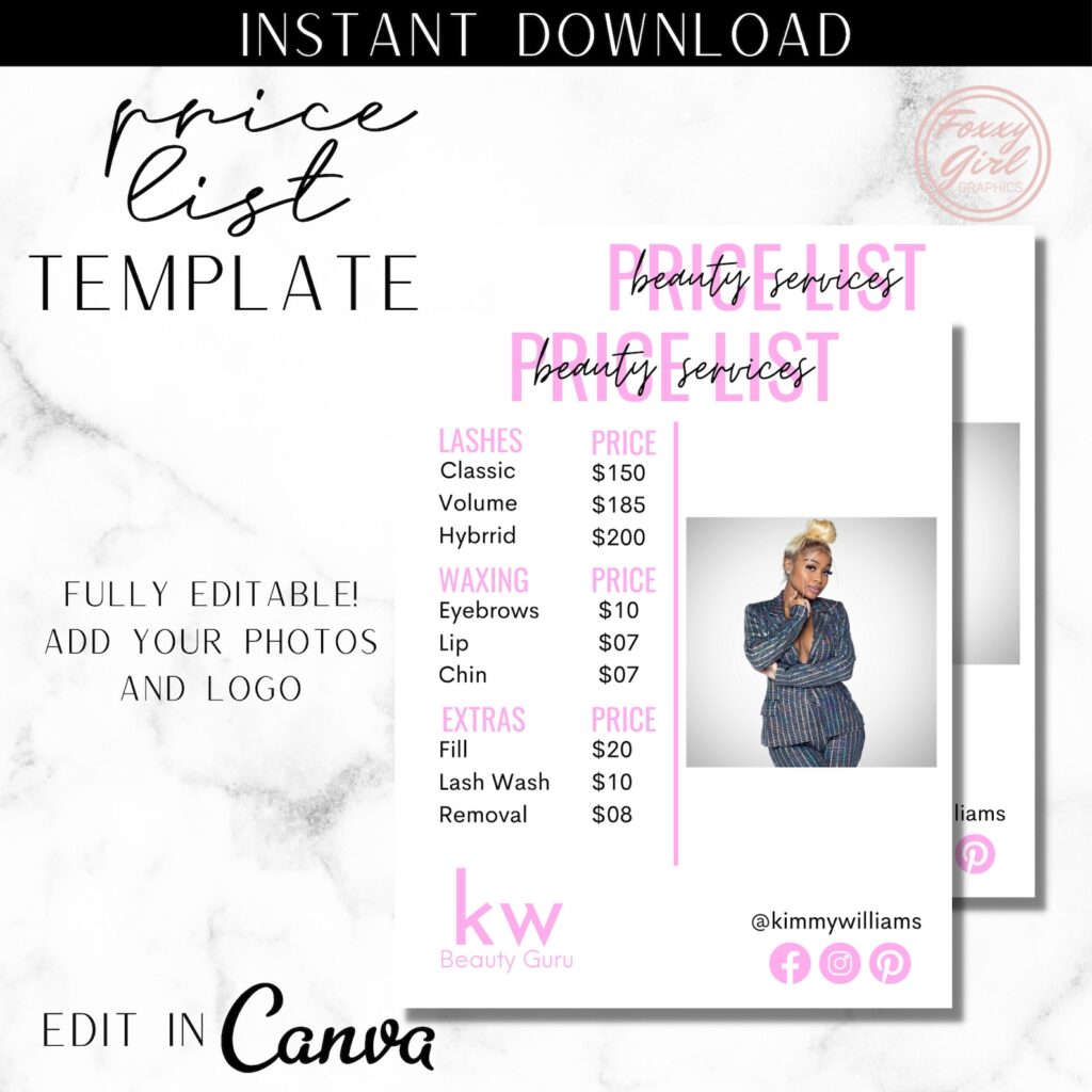 Makeup Price List Template