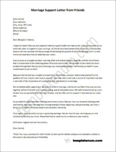 Marriage Support Letter Template from Friends