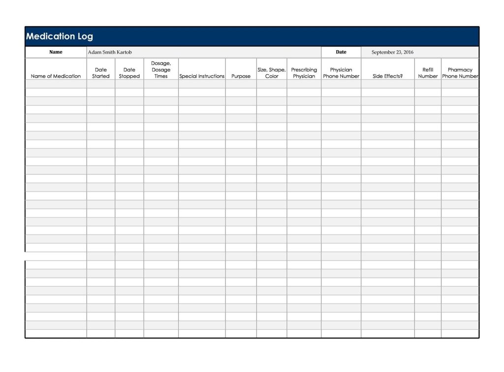 Medication Chart Template (Word)