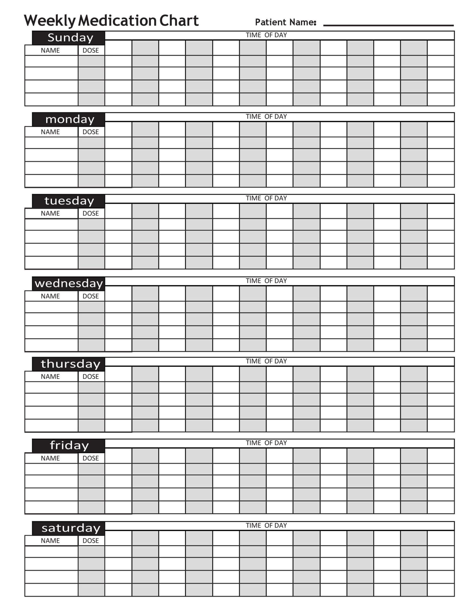 Medication Chart Template (Word)