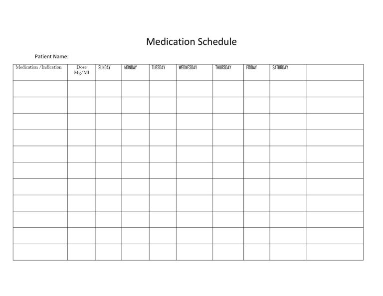 Medication Chart Template (Word)
