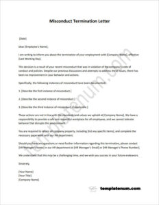 Misconduct Termination Letter Template (With Sample)