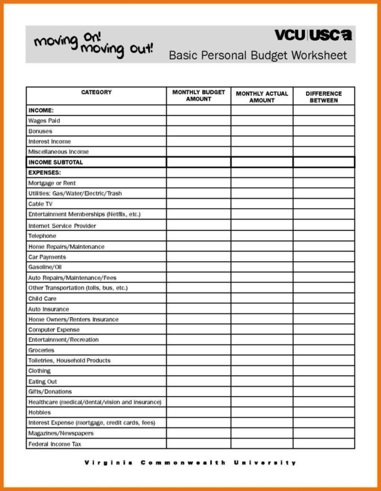 Moving Budget Template