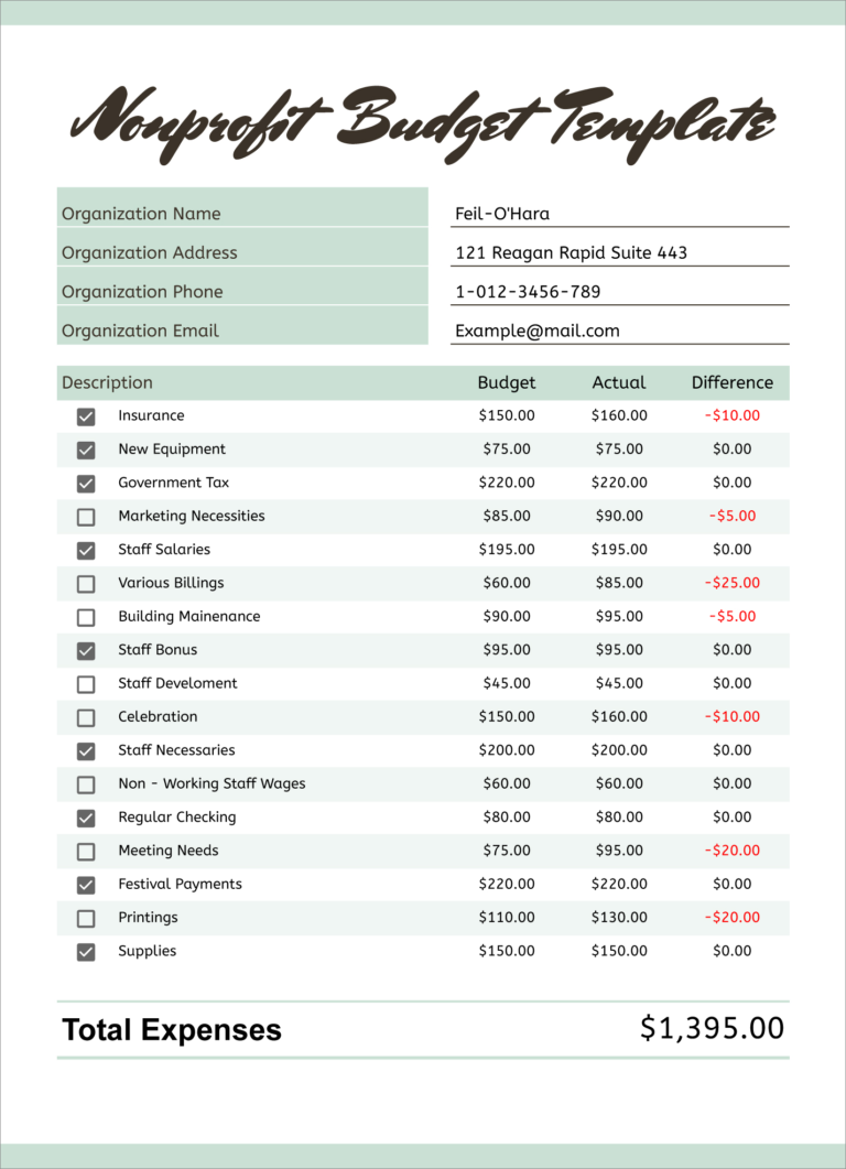 Organization Budget Template