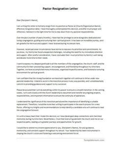Pastor Resignation Letter Template (With Example)