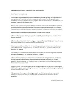 Permission Letter of Authorization from Property Owner