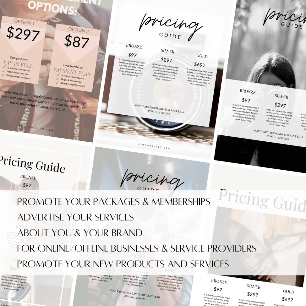 Photography Price List Template (Ready To Use)