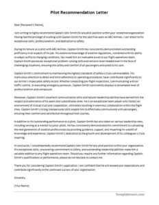 Pilot Recommendation Letter Template (With Sample)