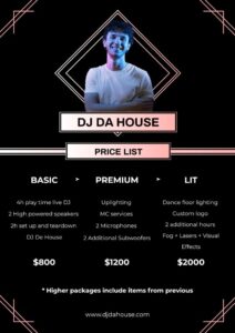Printable DJ Price List Template