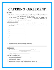 Printable Catering Agreement Template