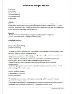Production Manager Resume Template (With Example)