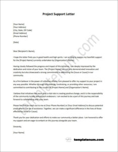 Project Support Letter Template (Free Sample)