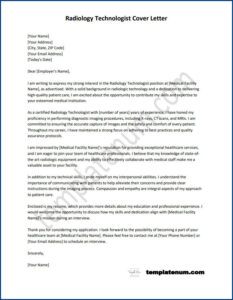 Radiology Technologist Cover Letter Template