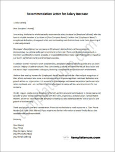 Recommendation Letter for Salary Increase Template