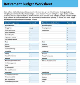 Retirement Budget Template