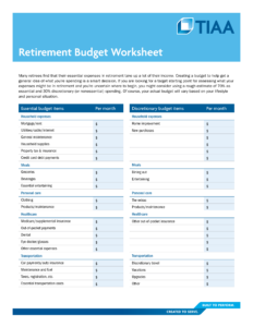 Retirement Budget Template