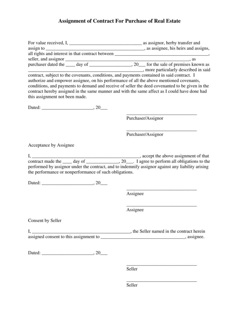 Assignment of Contract Form (Word)