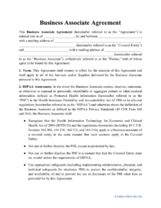 Business Associate Agreement Template