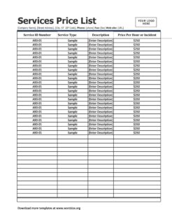 Electrical Price List Template