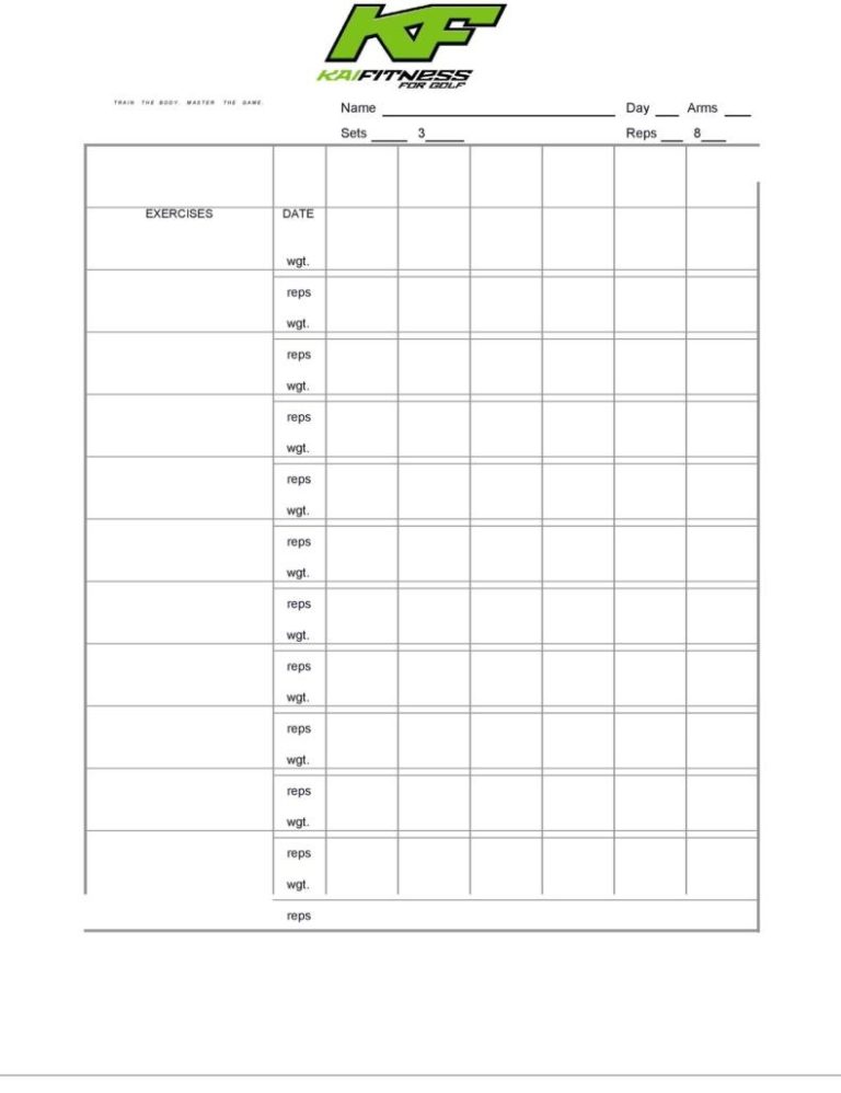 Exercise Chart Template (Excel)