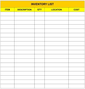 Free Inventory Chart Template (Word)