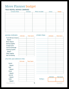 Moving Budget Template