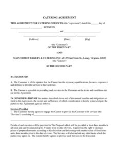 Printable Catering Agreement Template