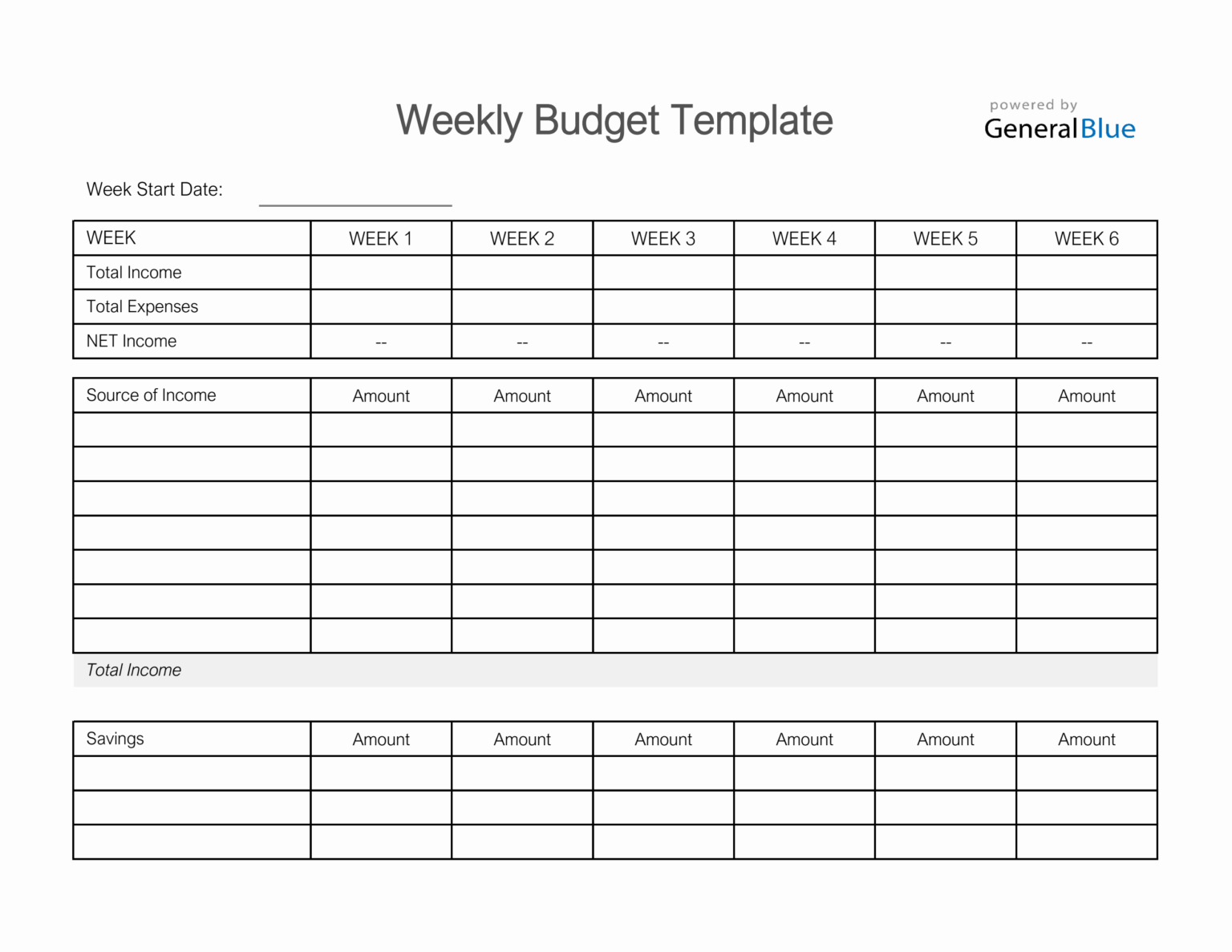 Simple Weekly Budget Template