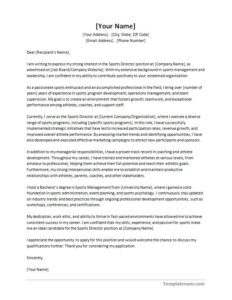 Sports Director Cover Letter Template (With Example)