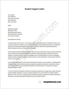 Student Support Letter Template (With Example)