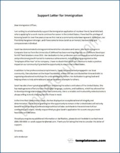 Support Letter Template for Immigration (With Sample)