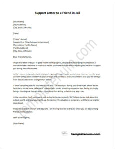 Support Letter Template to a Friend in Jail (With Sample)