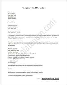 Temporary Job Offer Letter Template (With Sample)