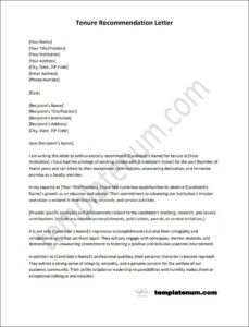 Tenure Recommendation Letter Template (Free Sample)