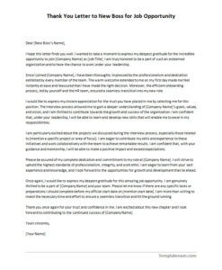 Thank You Letter to New Boss for Job Opportunity