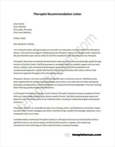 Therapist Recommendation Letter Template (With Sample)